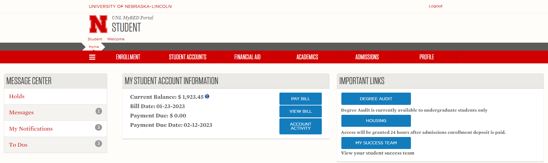 Paying Your Bill Online in MyRED | Bursar's Office | Nebraska